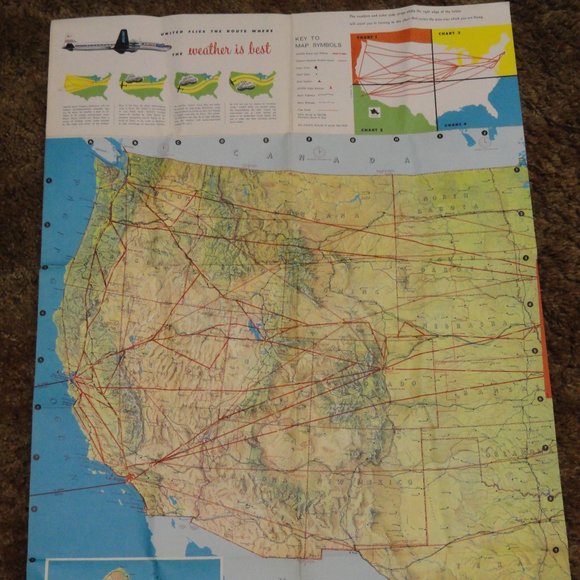 United Airlines | Art | Vintage United Airlines System Map 956air ...